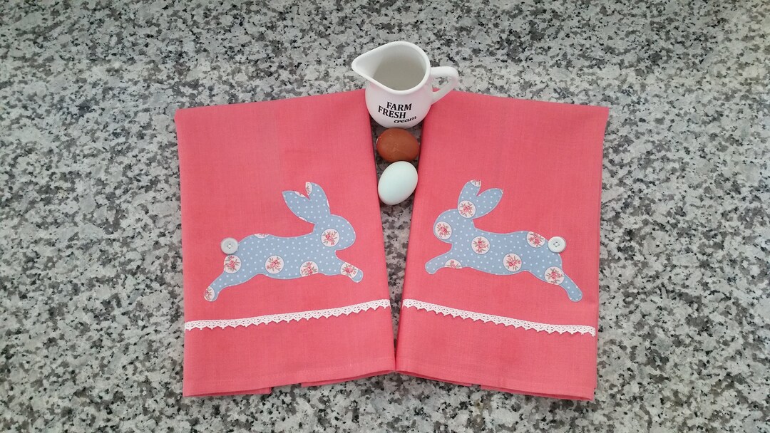 Bunny Tea Towel Rabbit Dish Towels Farmhouse Decor Gifts for Her ...