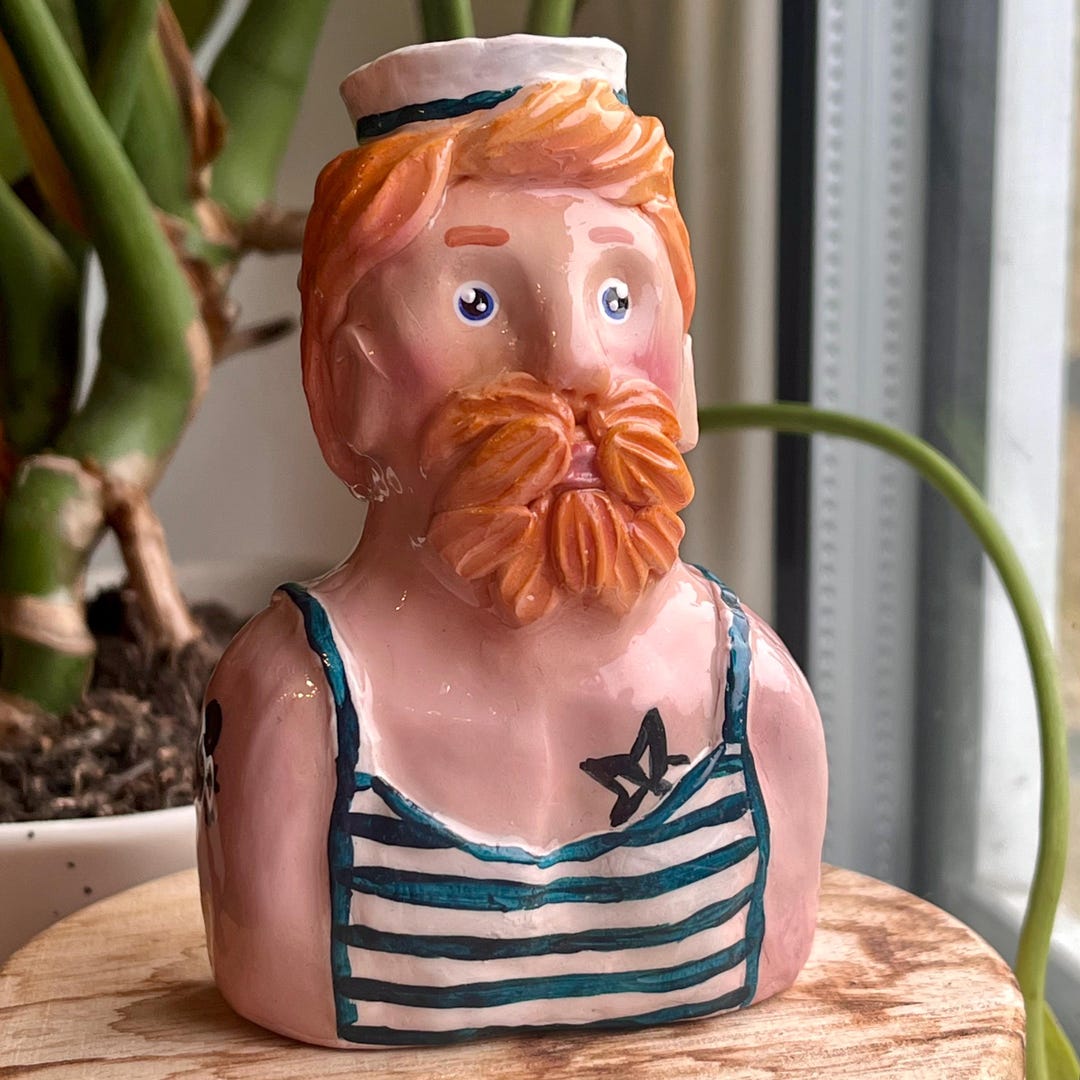 Polymer Clay Sailor Bust Totem Sculpture - Etsy