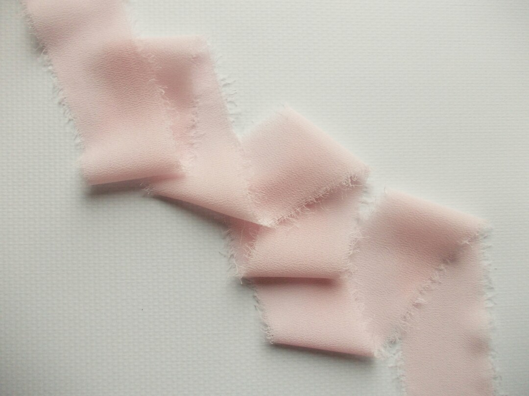 Pink Blush Handmade Frayed Edge Chiffon Ribbon 1 Inch Ribbon - Etsy