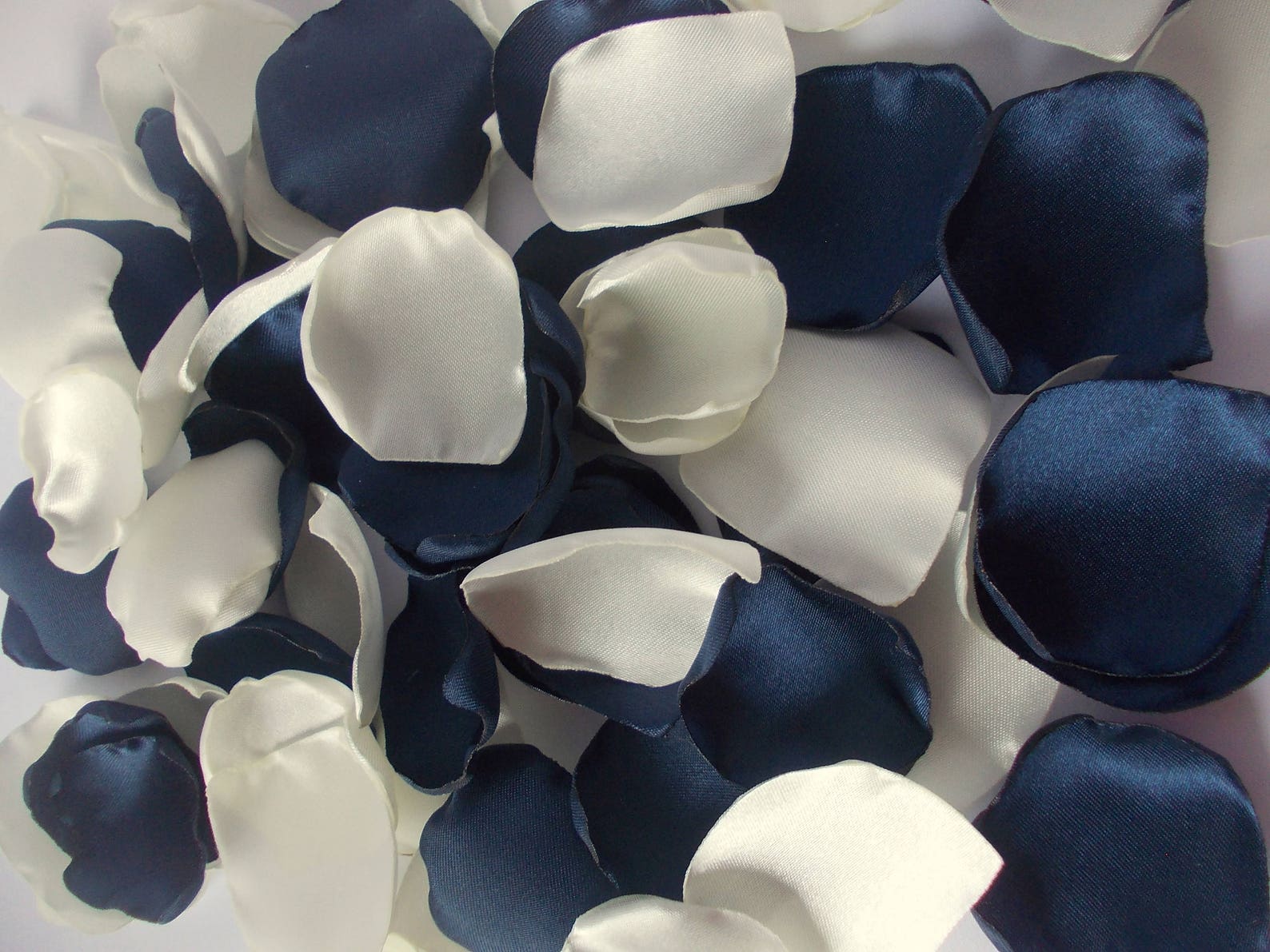 Navy Ivory Satin Rose Petals Silk Wedding Rose Petals Flower | Etsy