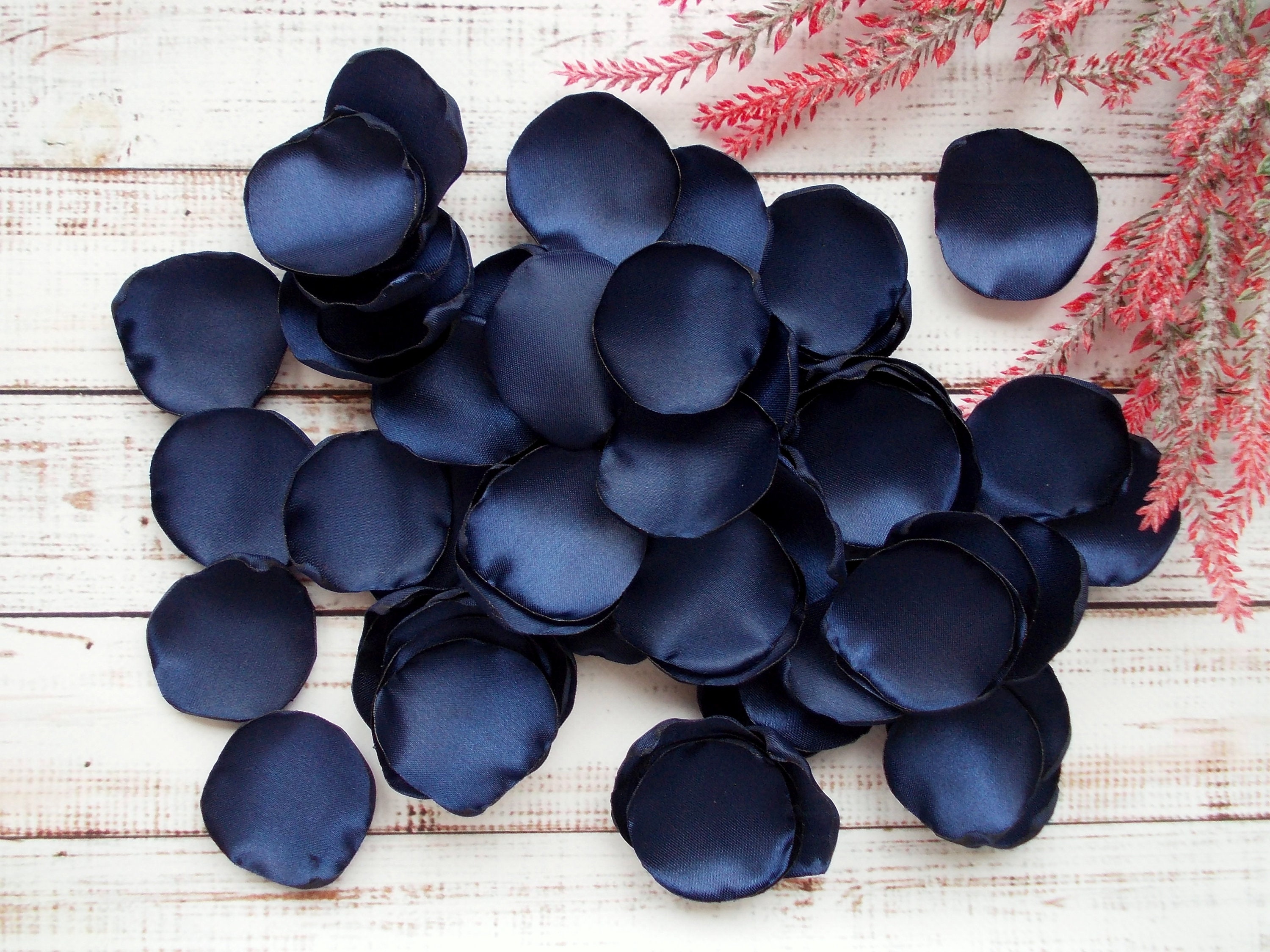 Navy Blue Satin Rose Petals Silk Wedding Petals Flower | Etsy
