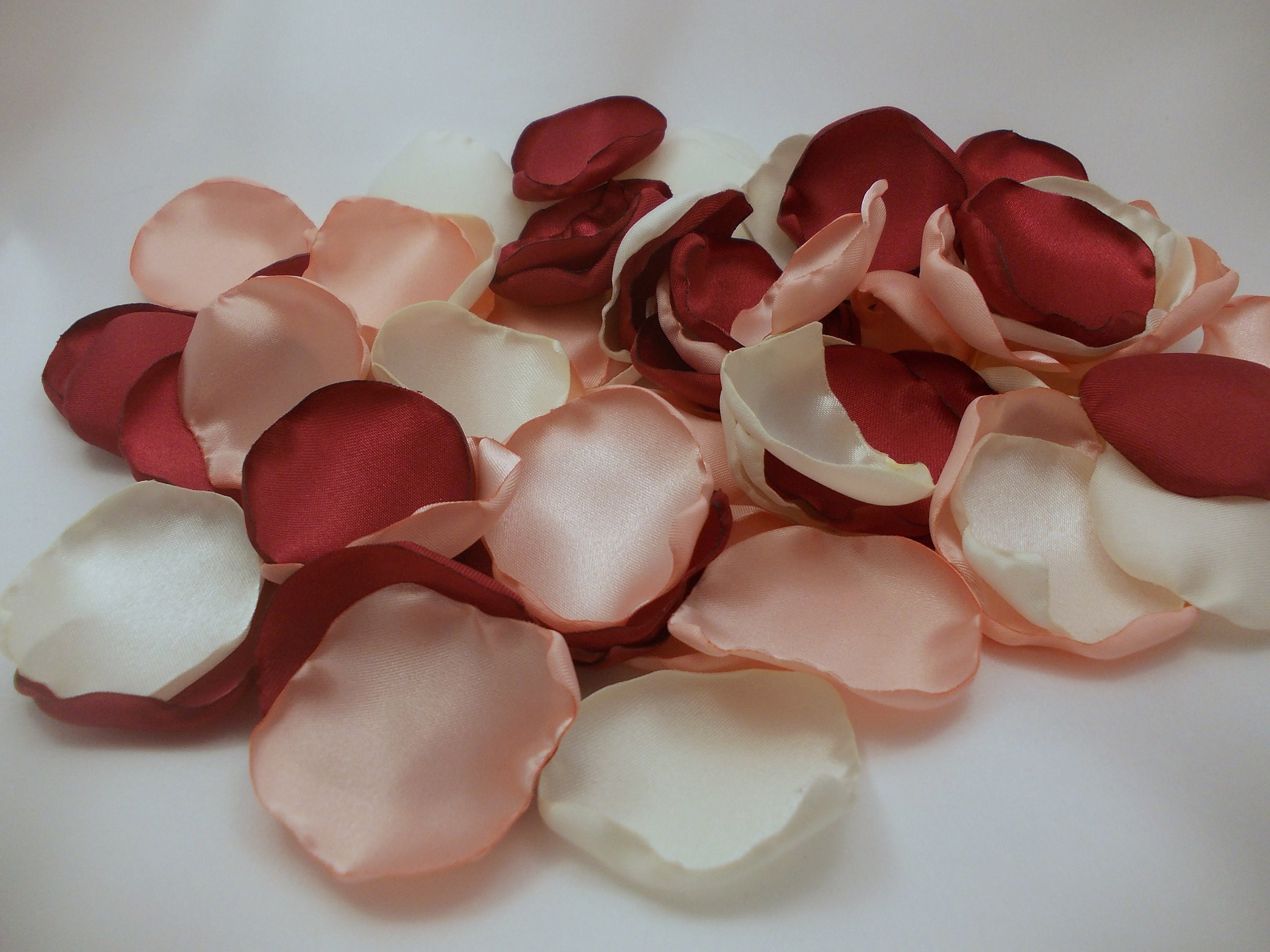 Burgundy Rose Gold Light Ivory Satin Rose Petals Silk Wedding | Etsy