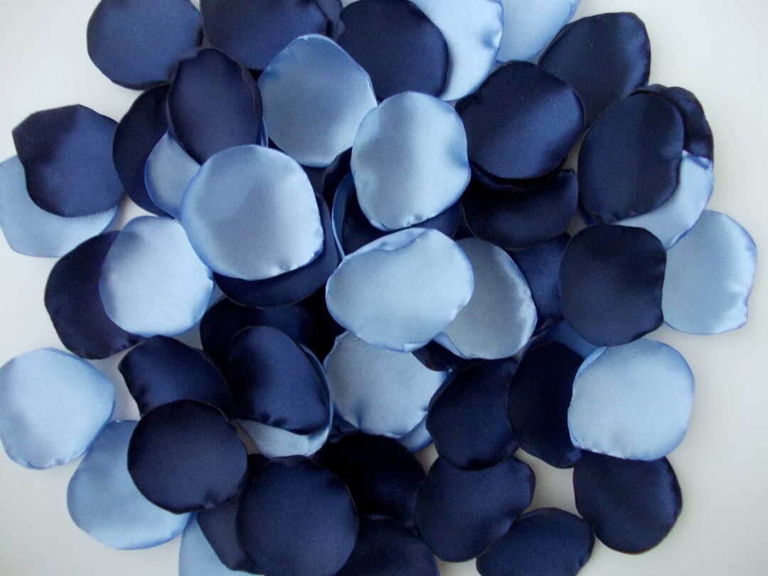 Navy Blue Light Blue Satin Rose Petals, Silk Wedding Petals, Flower ...