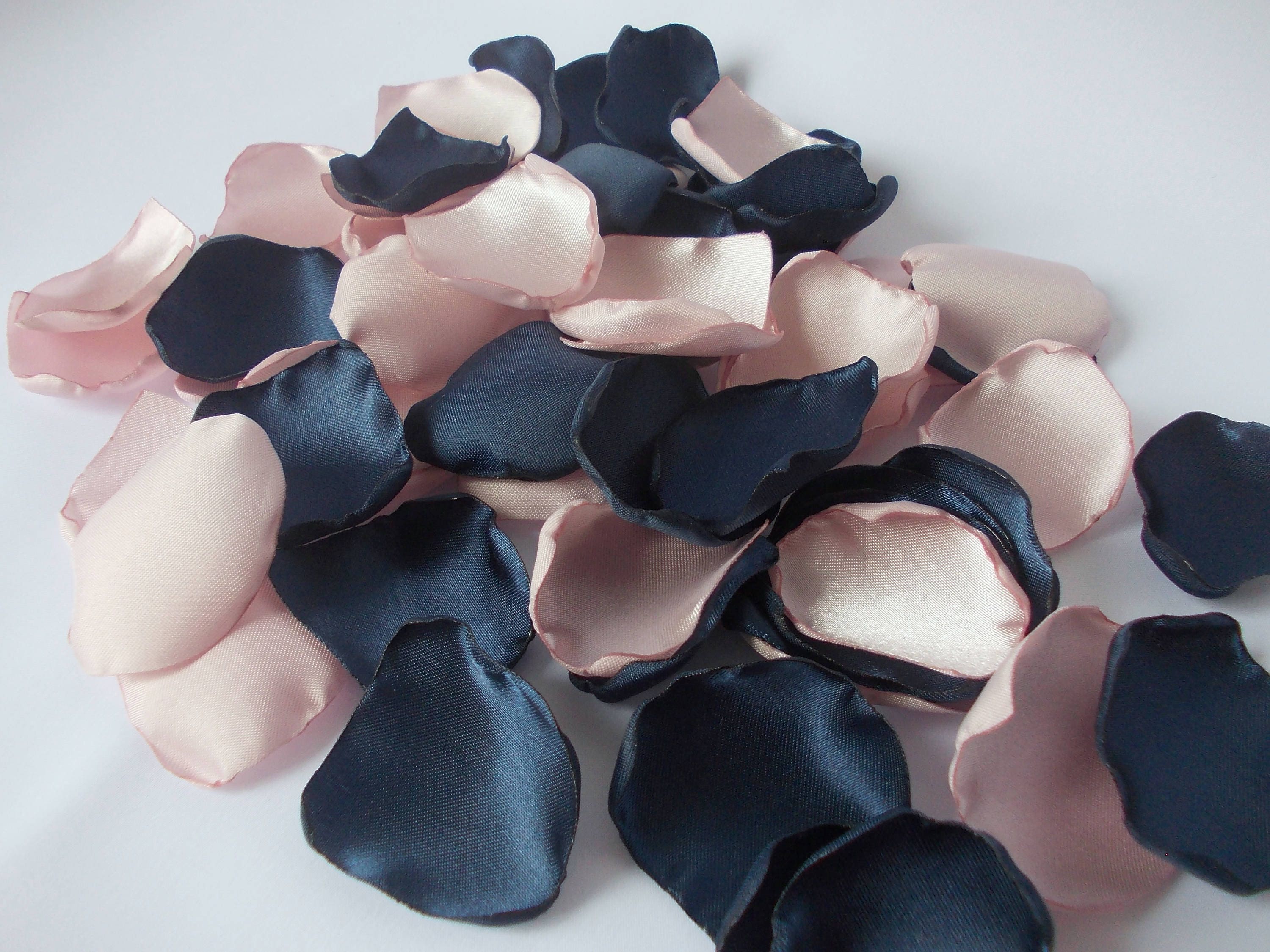 Navy Pink Blush Satin Rose Petals Silk Wedding Rose Petals | Etsy