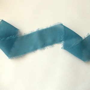 1" / 2.5 Cm Stone Blue Handmade Frayed Edge Chiffon Ribbon, 1 Inch ...
