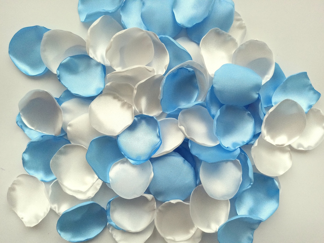 Light Blue & White Satin Rose Petals: Wedding Decor - Etsy
