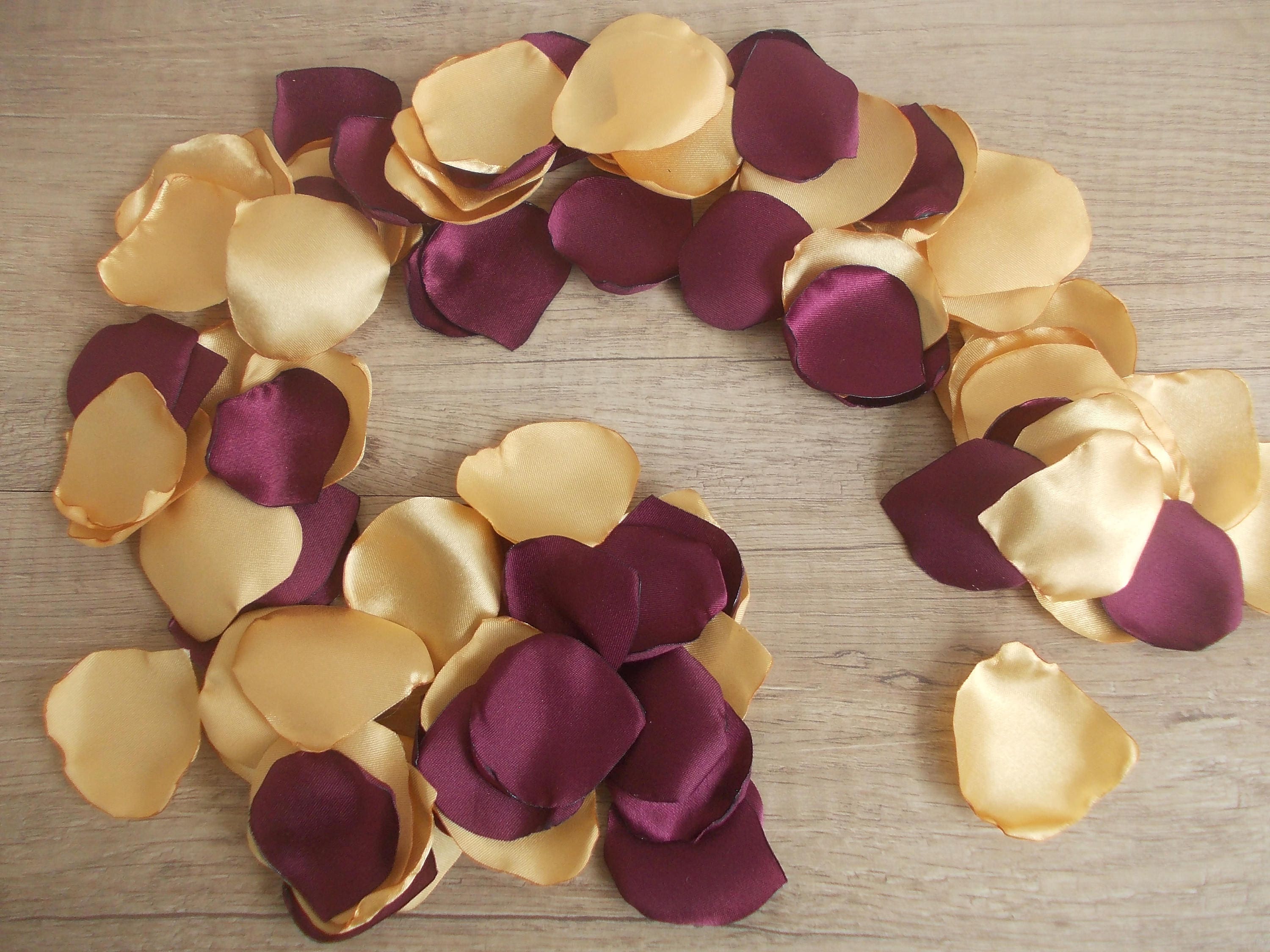 Burgundy Gold Satin Rose Petals Marsala Gold Wedding Rose | Etsy