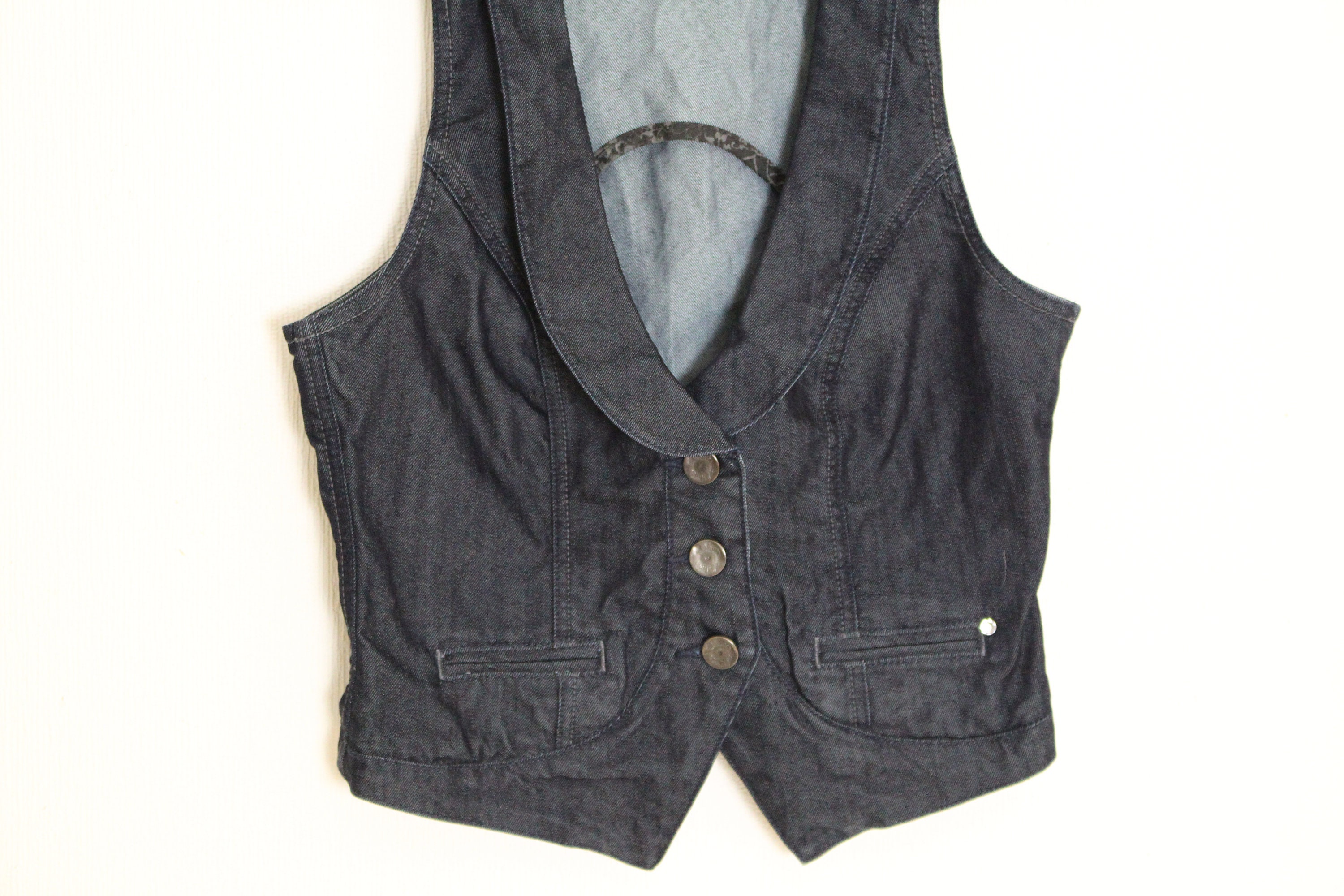 Blue Denim Vest Women Romantic Country Western Metal Buttons Waistcoat ...