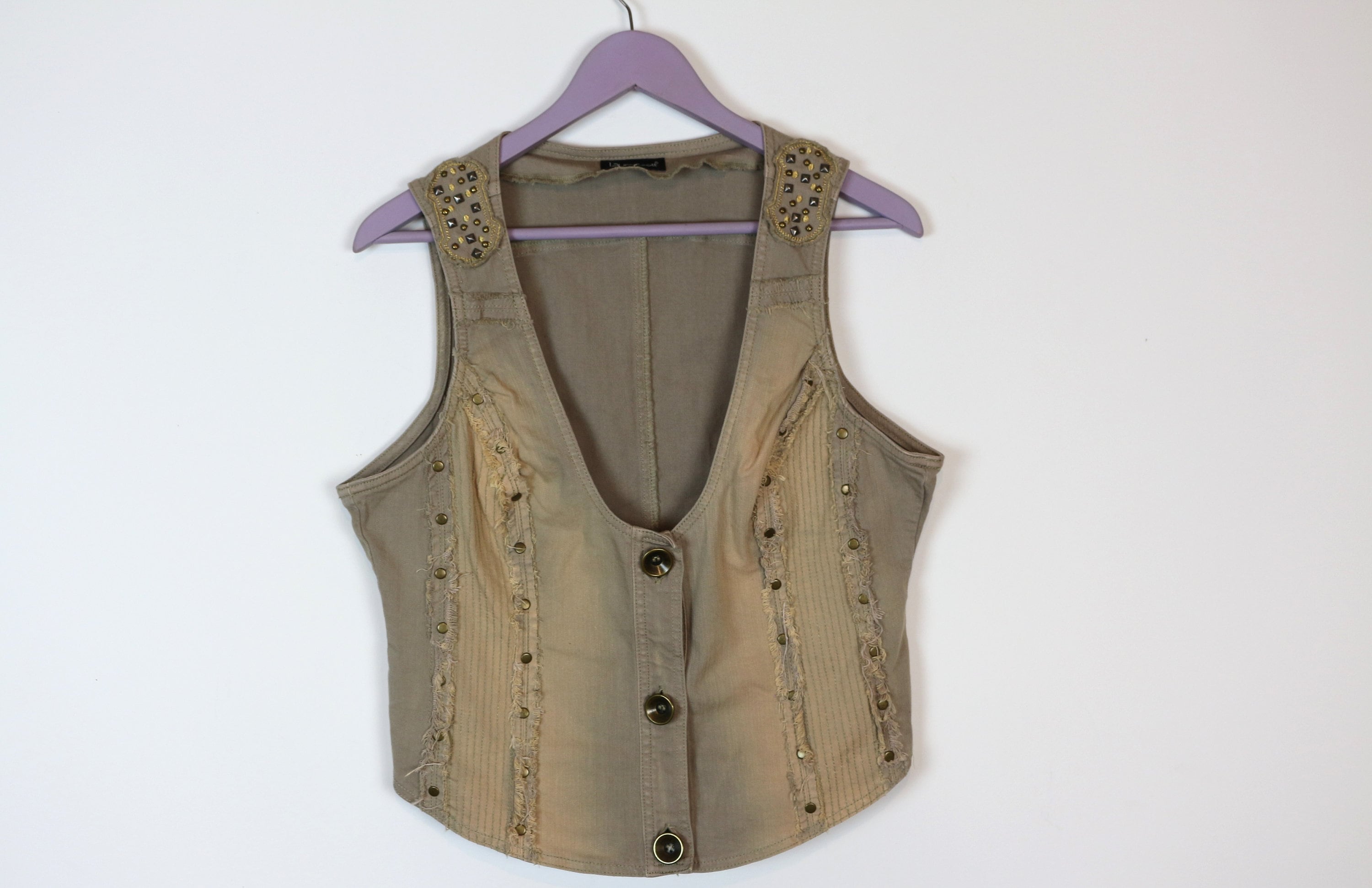 Gray Denim Vest LAURA SCOTT Light Brown Denim Waistcoat Women Gray ...