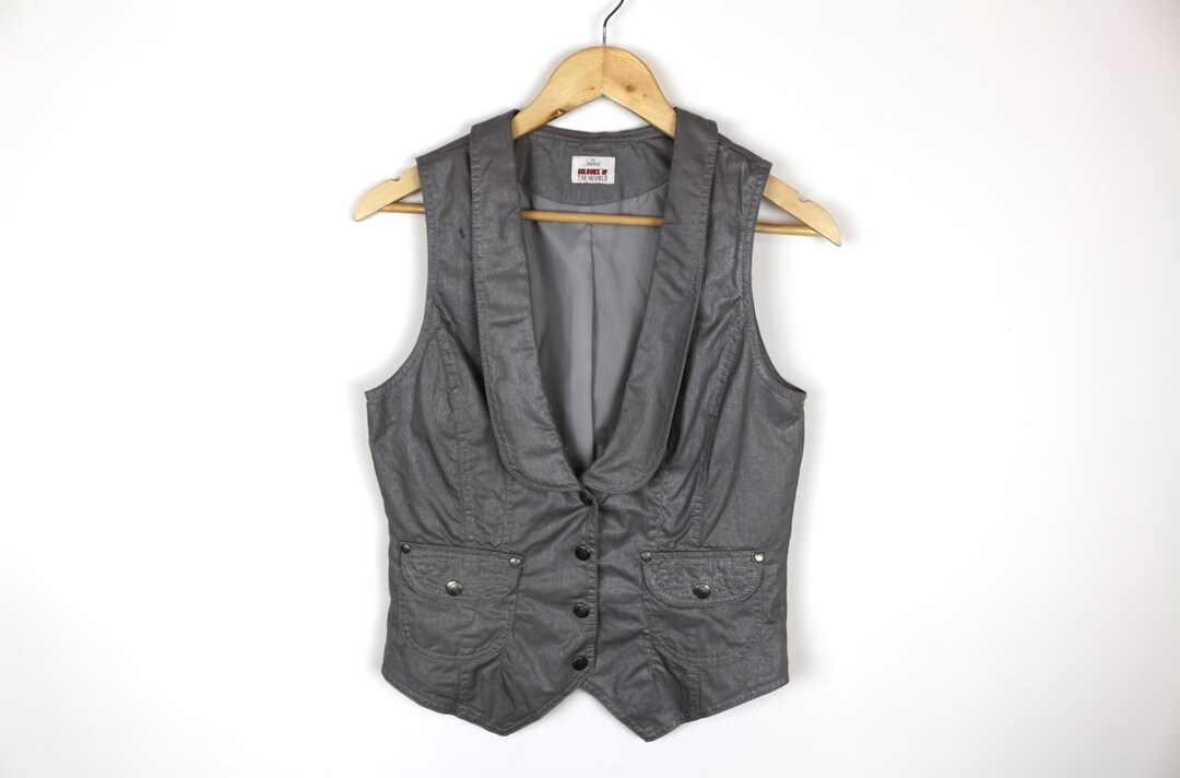 Gray Vest Womens Light Silver Gray Cotton Waistcoat Light Gray ...