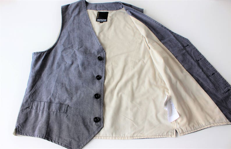 Mens Gray Cotton Vest Brand SMOG Casual Fitted Blue Gray Mens Waistcoat ...