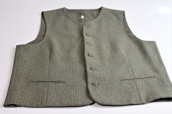 Gray Check Vest Mens Herringbone Waistcoat Gray Green… - Gem