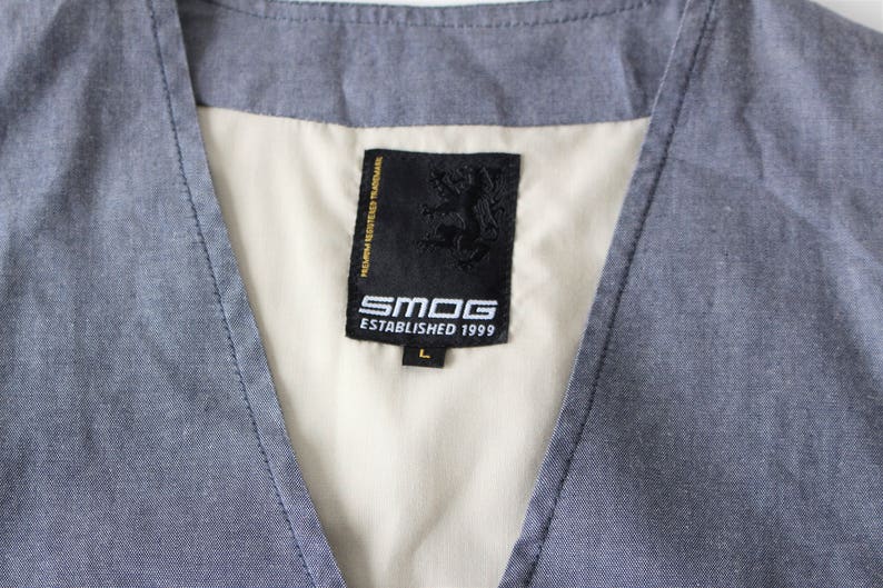 Mens Gray Cotton Vest Brand SMOG Casual Fitted Blue Gray Mens Waistcoat ...