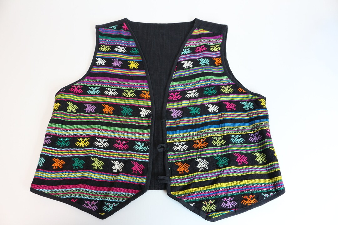 Vintage Boho Vest With Embroidery, Colorful Tapestry Vest , Festival ...