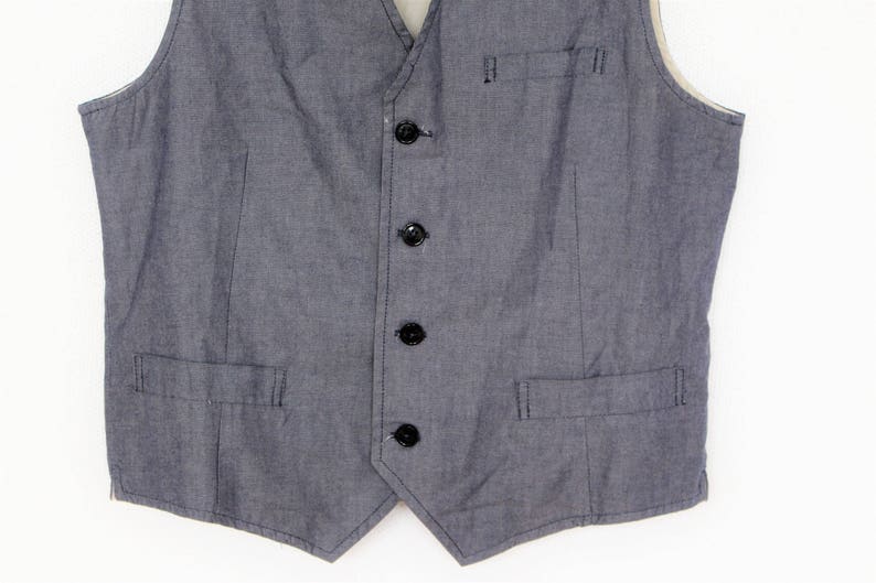 Mens Gray Cotton Vest Brand SMOG Casual Fitted Blue Gray Mens Waistcoat ...