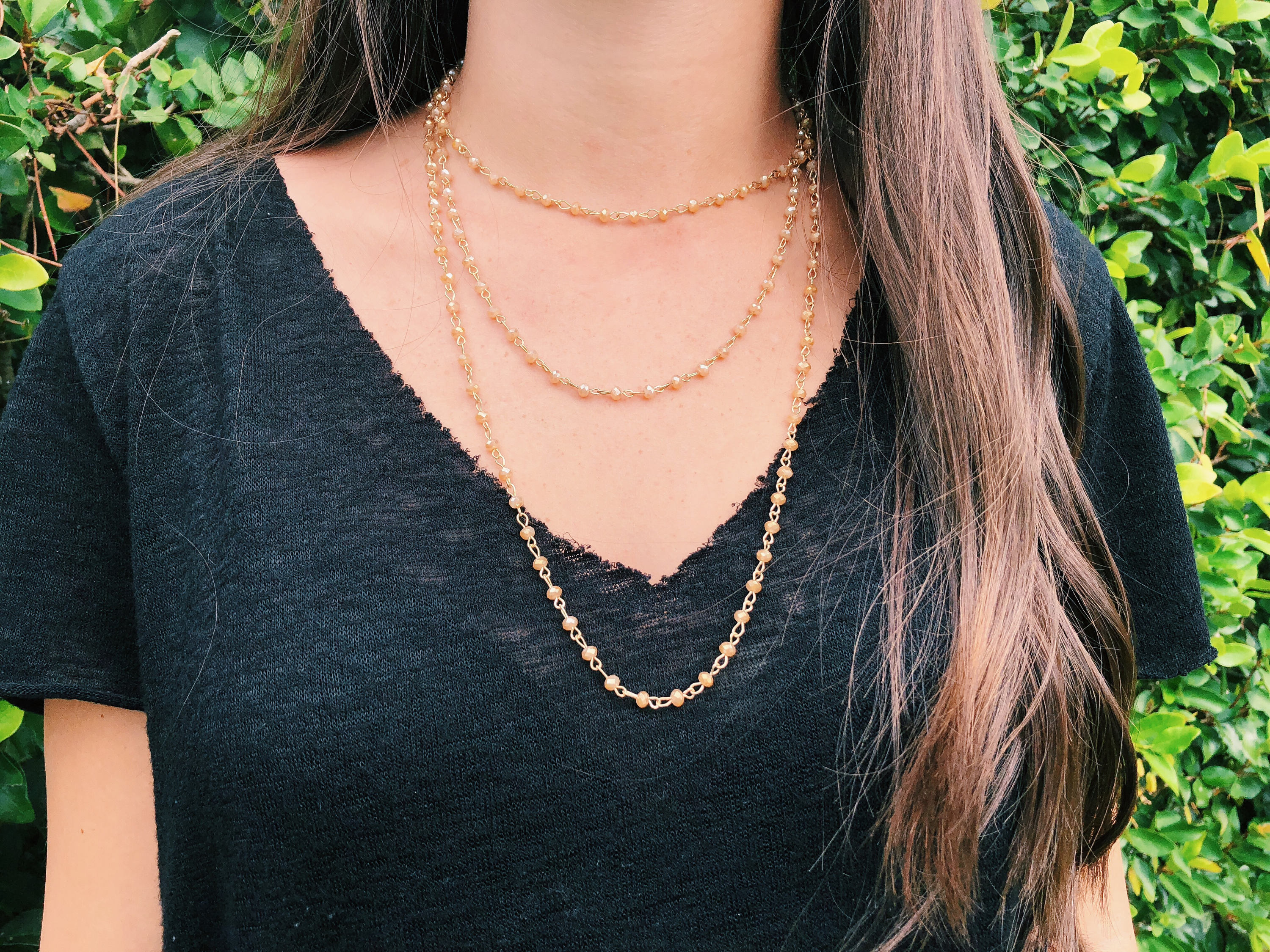 HOBOKEN // Double Wrap Chain Choker / Long Rosary Chain Wrap / Double ...