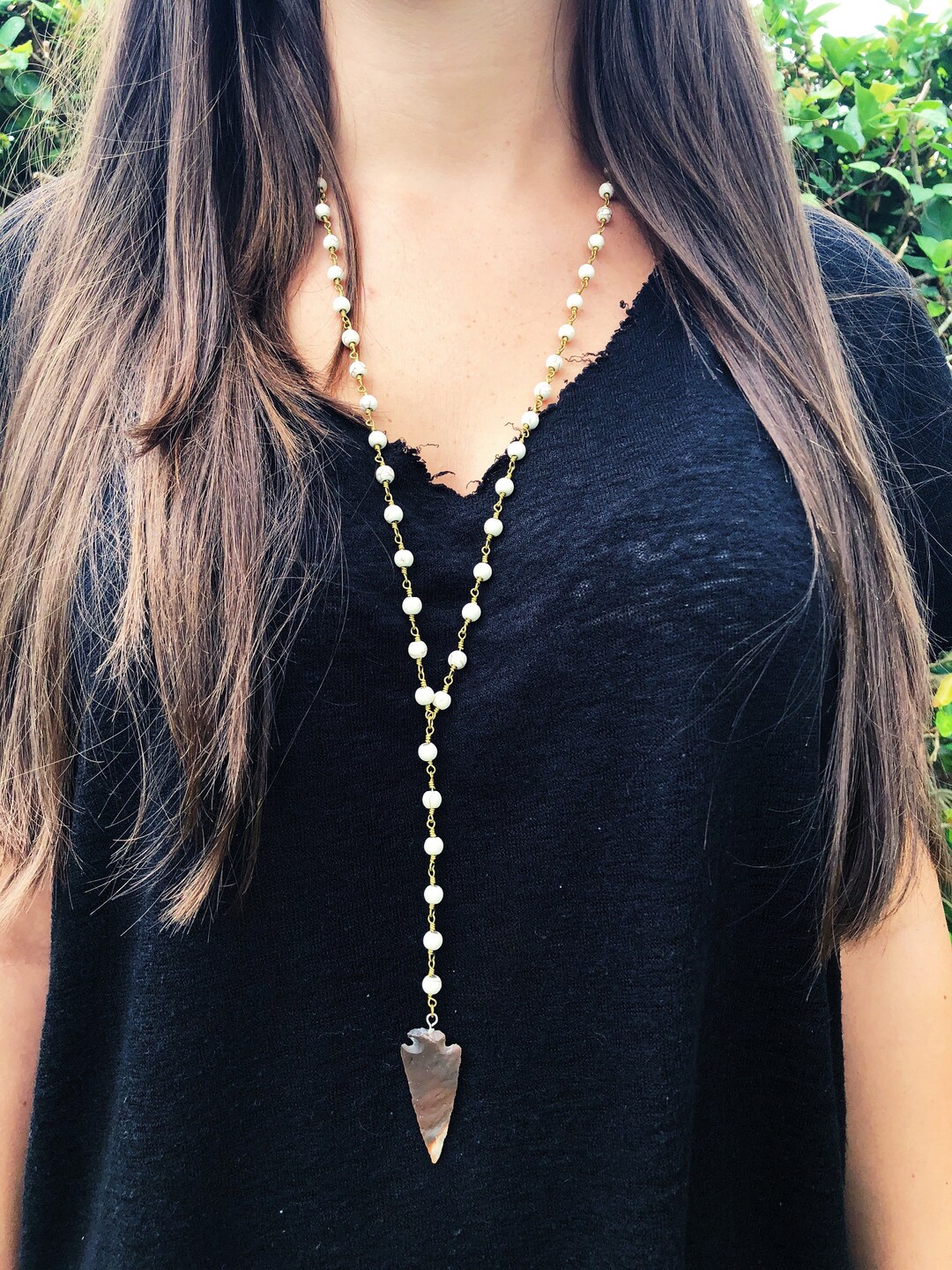 TUSCON // Arrowhead Lariat Chain Necklace / Chain Necklace / Arrowhead ...