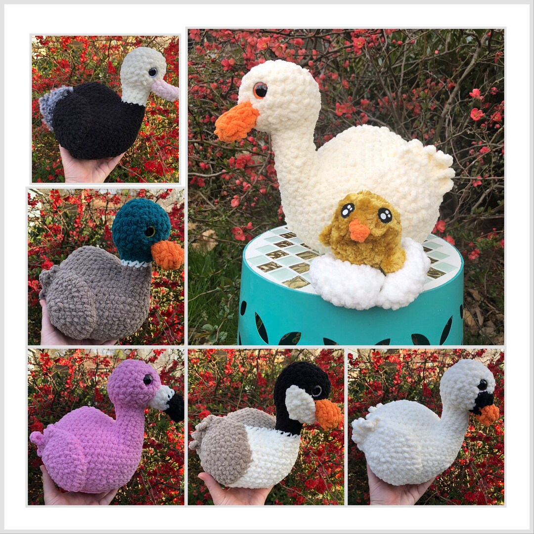 Mallory and Chick Crochet Pattern, Duck, Goose, Mallard, Flamingo, Baby ...