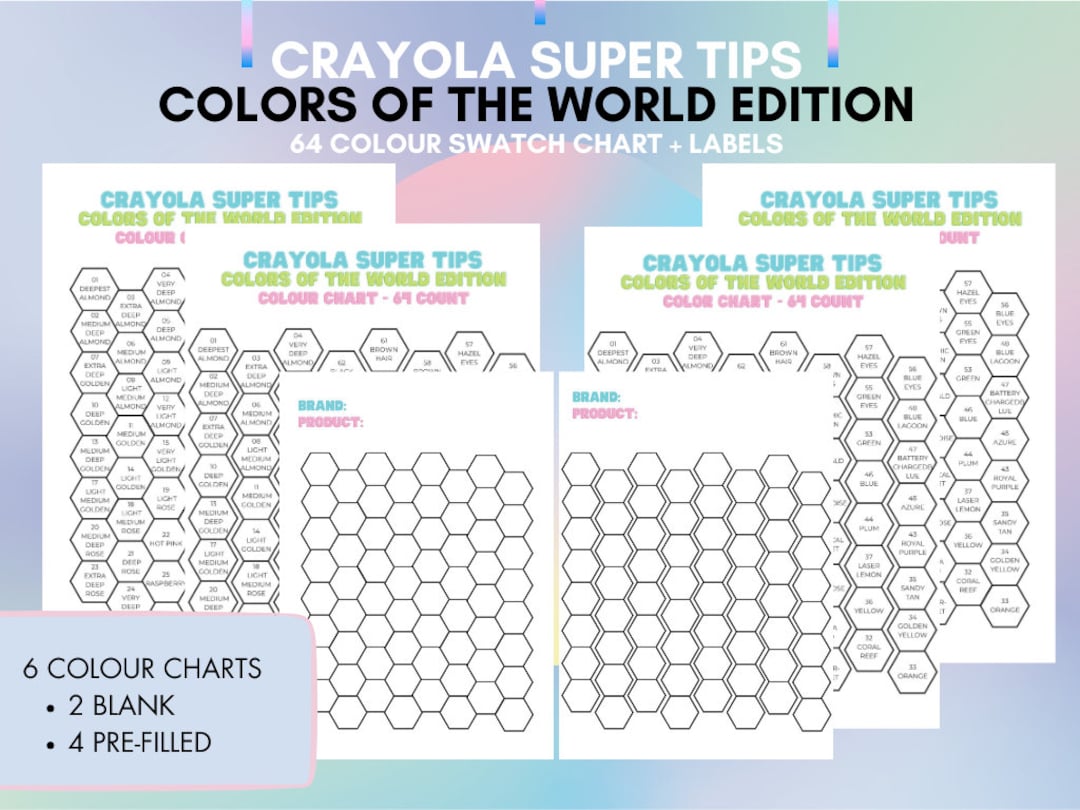 Colors of the World Edition Crayola Color Chart | 64color Swatch Chart ...