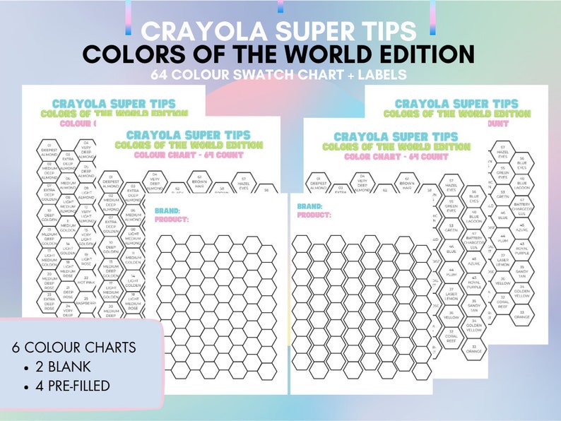 Colors of the World Edition Crayola Color Chart | 64color Swatch Chart ...