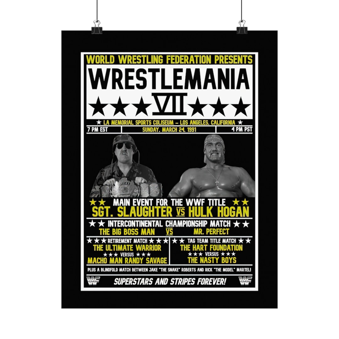 WWE WWF Wrestlemania 7 Poster Hulk Hogan Macno Man Randy Savage - Etsy