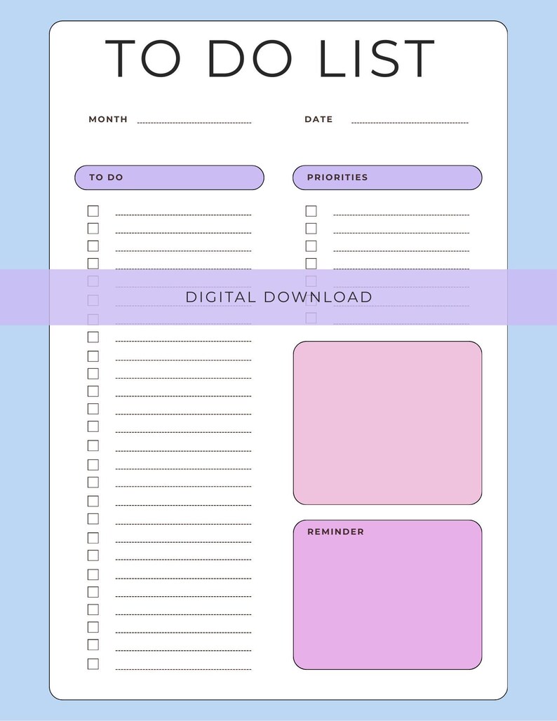 Cute Printable to Do List | Simple Colorful Planner PDF | Minimal Daily ...