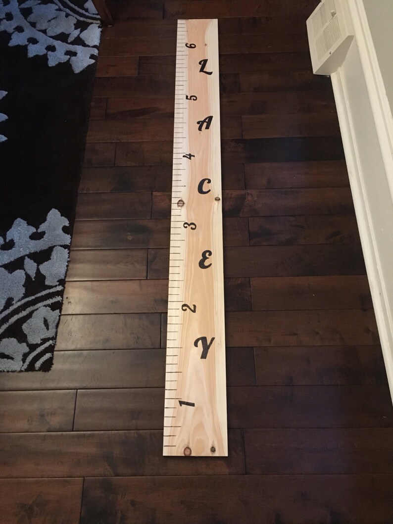 Custom Wooden Ruler Growth Chart with Wood Burnt Notches & | Etsy