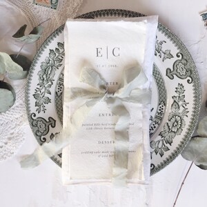 Ethereal Wedding Dinner Menus on Handmade Paper / Party Dinner Menu ...