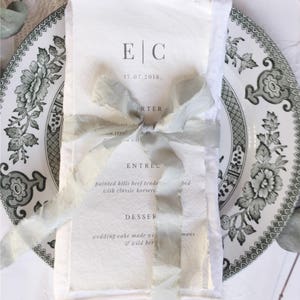 Ethereal Wedding Dinner Menus on Handmade Paper / Party Dinner Menu ...