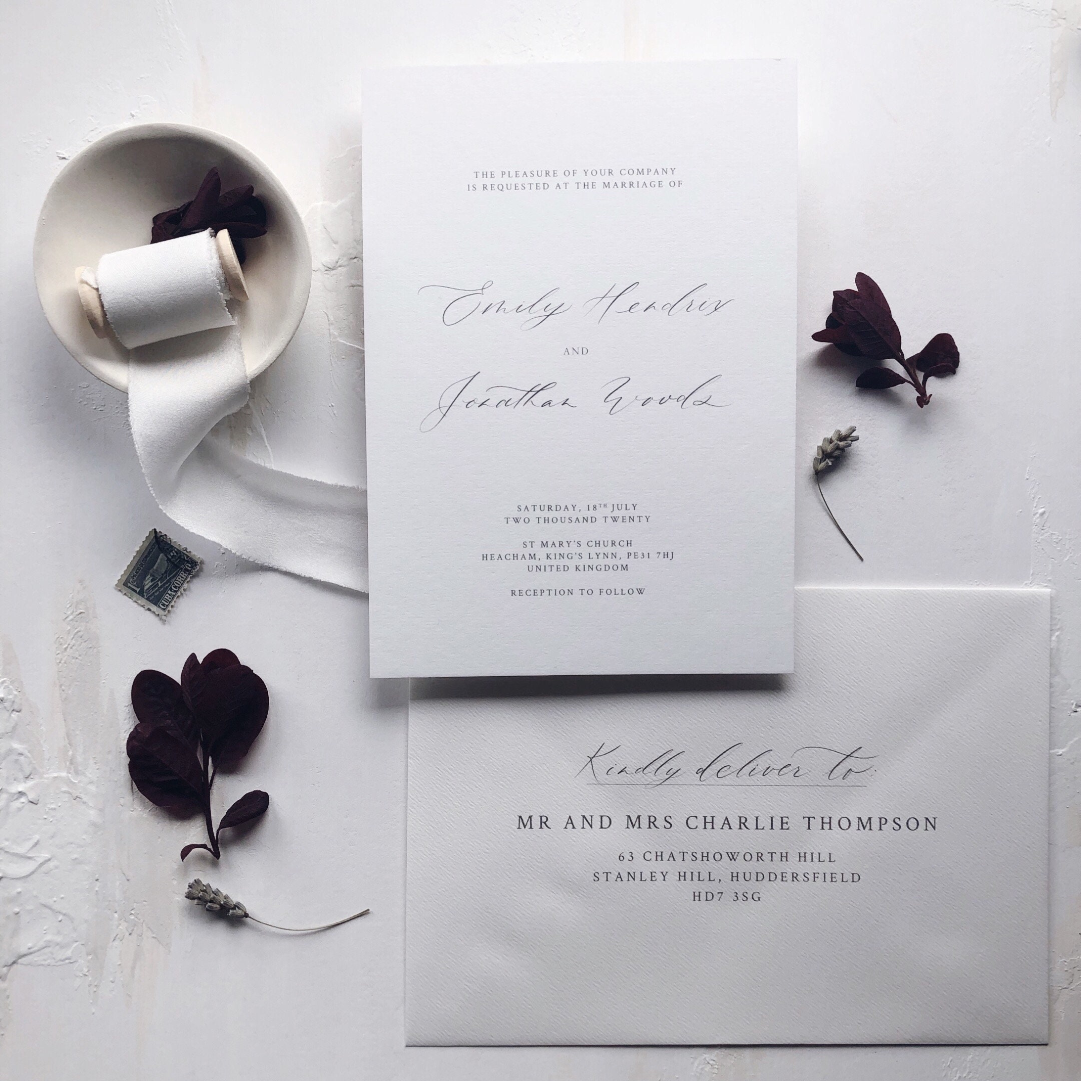 Minimalist Calligraphy 2-piece Suite on Handmade Paper - Etsy