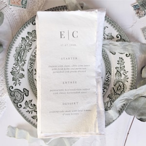 Ethereal Wedding Dinner Menus on Handmade Paper / Party Dinner Menu ...