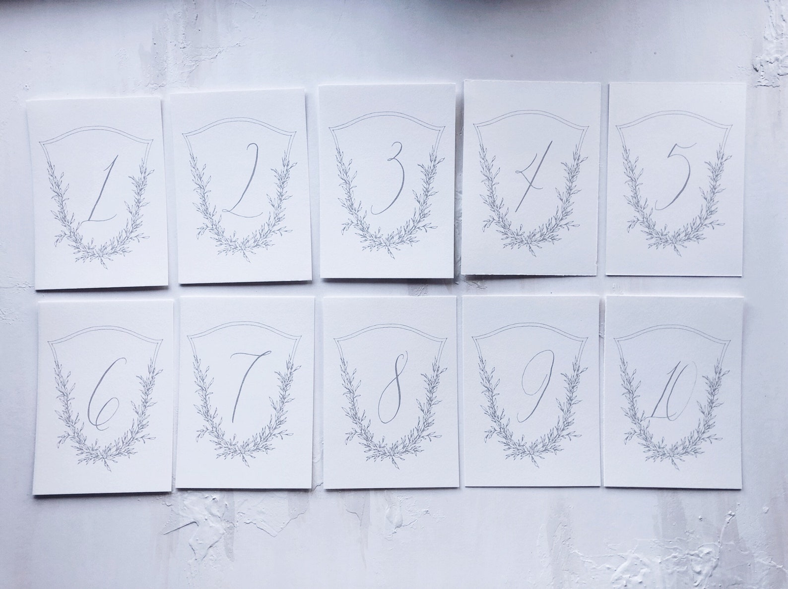 Foliage Table Numbers / Table Number Crest / Calligraphy Table | Etsy