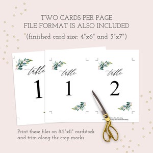 Greenery Table Numbers Template Printable, DIY Rustic Wedding Table ...