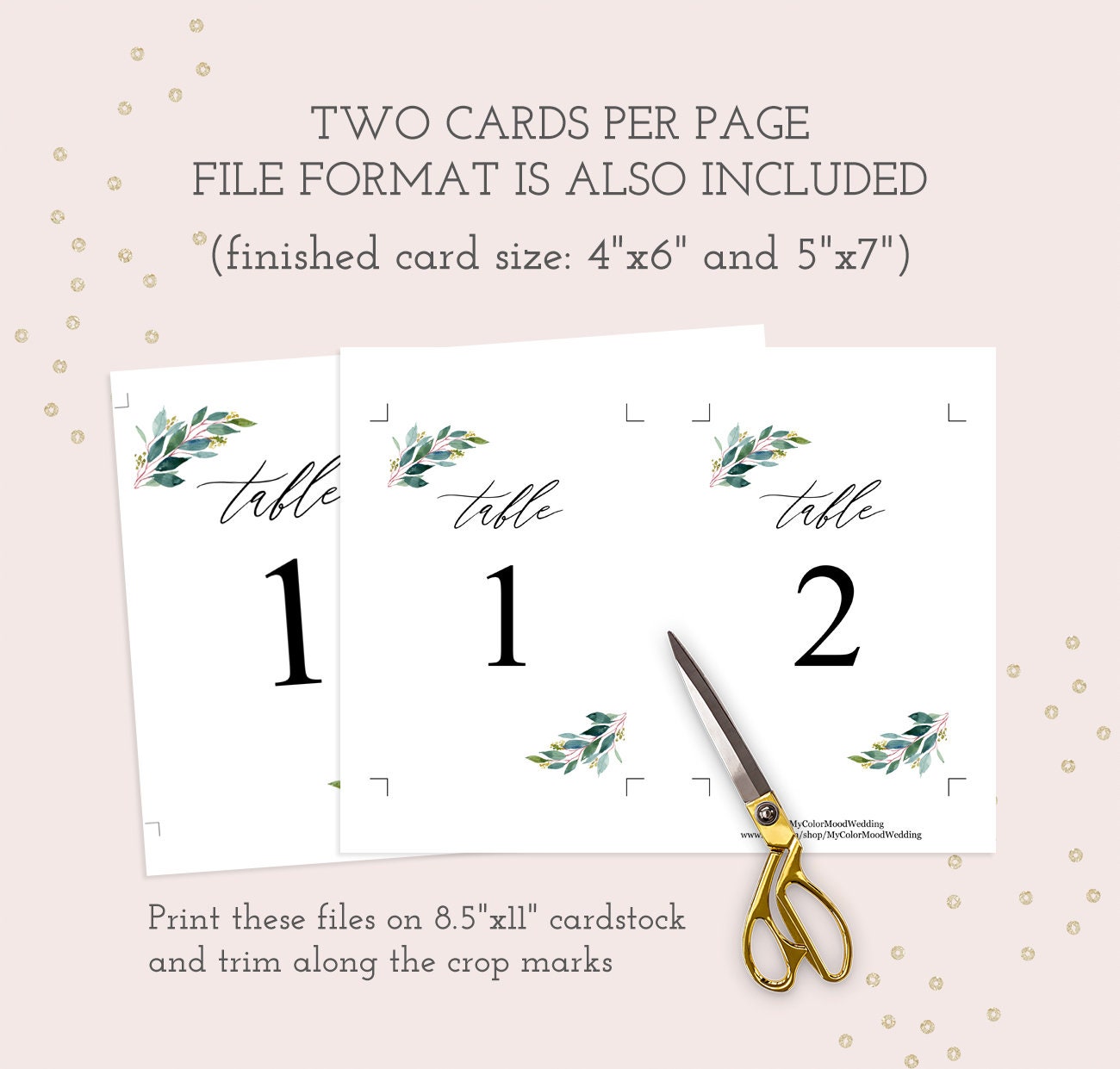 Greenery Table Numbers Template Printable DIY Rustic Wedding - Etsy