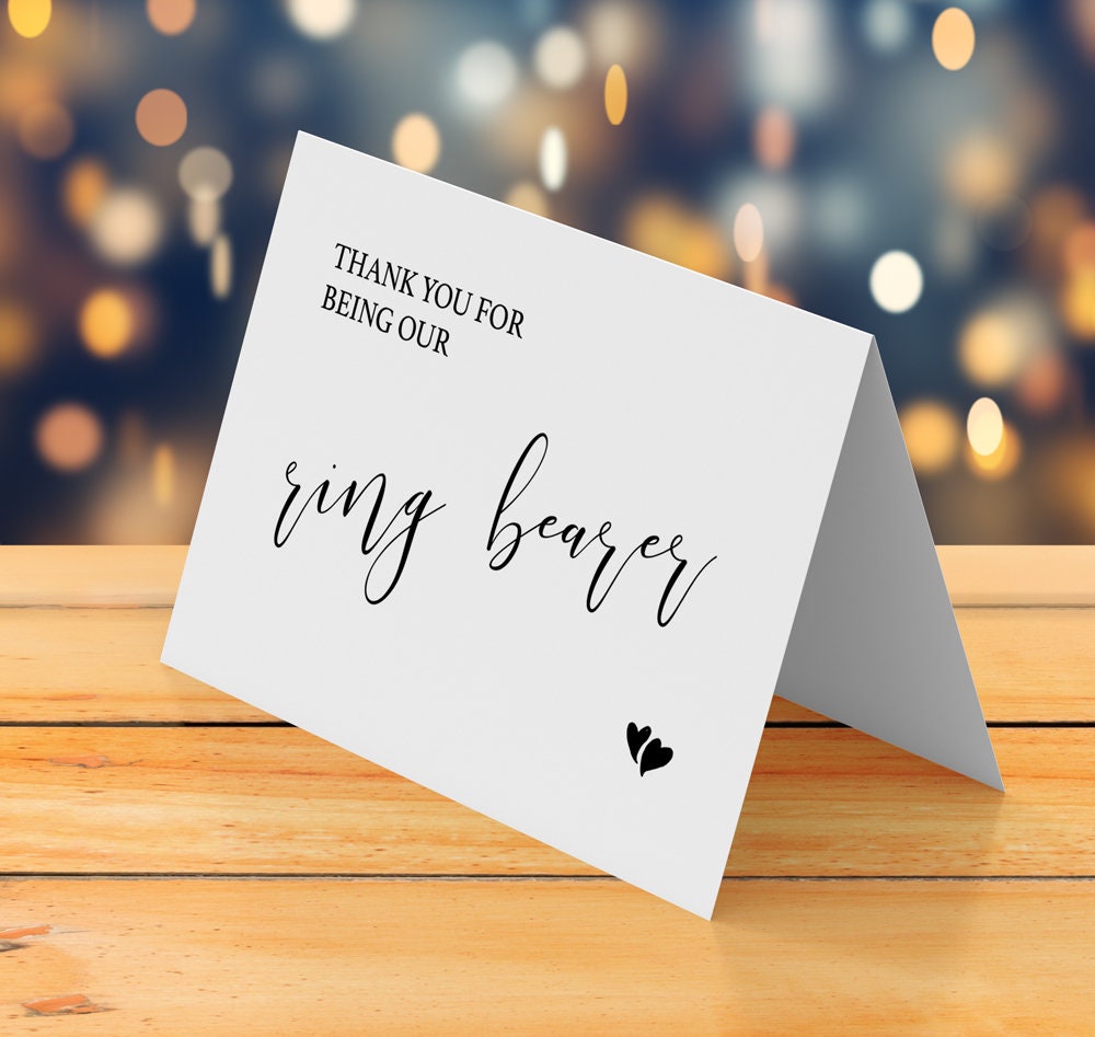Thank You Card Wedding Printable Ring Security Ring Bearer | Etsy