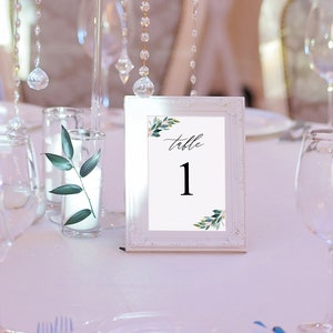 Greenery Table Numbers Template Printable, DIY Rustic Wedding Table ...