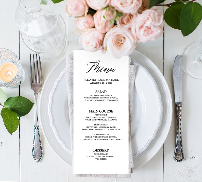 Dinner Party Menu Template