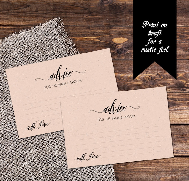 Advice for the Bride and Groom Cards Printable Wedding Advice | Etsy