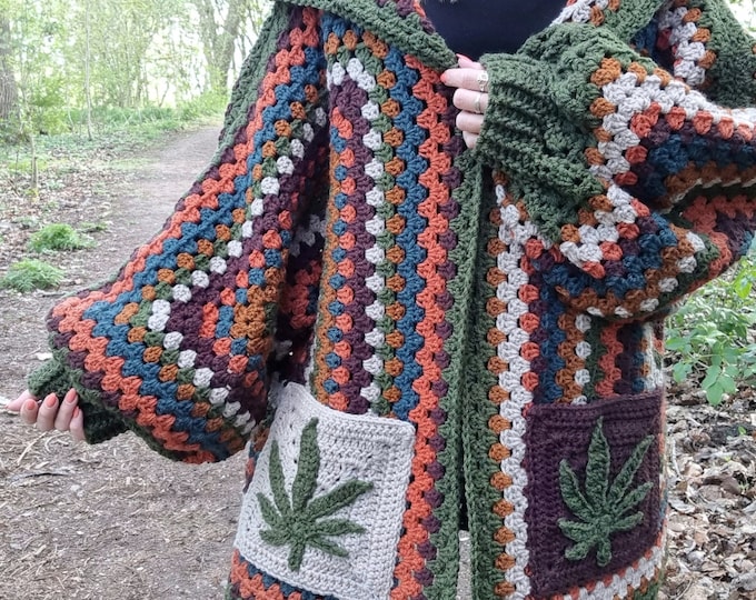US & NL Crochet Pattern Weed Leaf Hexa Cardi by Annah Haakt | Hexagon ...