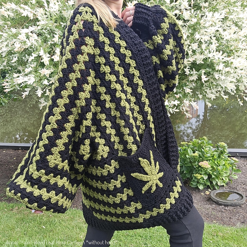 US & NL Crochet Pattern Weed Leaf Hexa Cardi *without Hood* by Annah ...