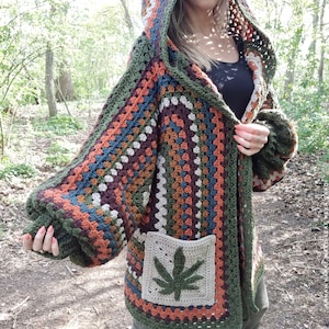 US & NL Crochet Pattern Weed Leaf Hexa Cardi by Annah Haakt | Hexagon ...