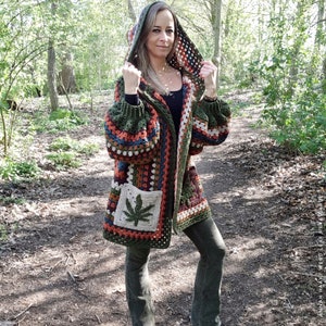 US & NL Crochet Pattern Weed Leaf Hexa Cardi by Annah Haakt | Hexagon ...