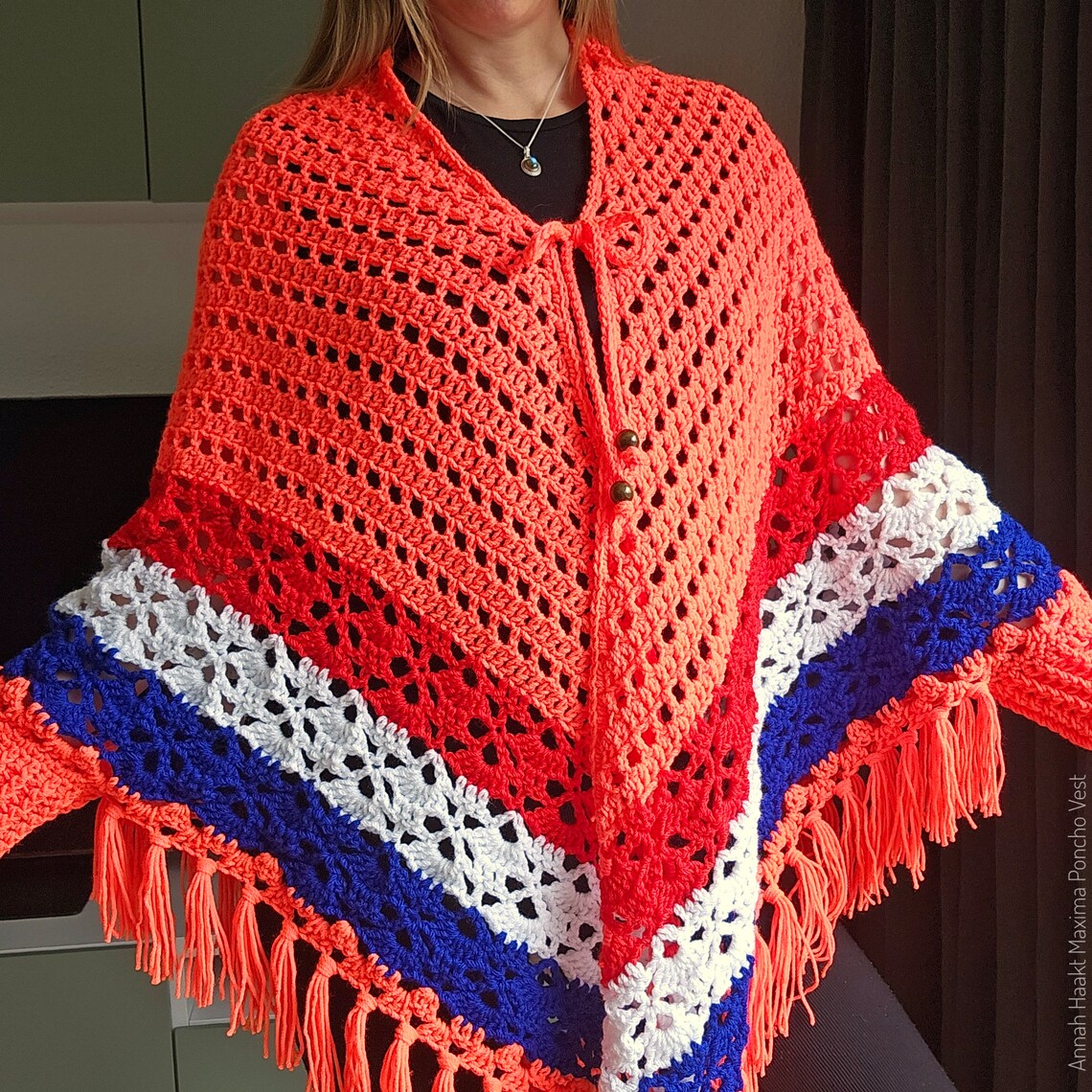 US & NL Crochet Pattern Maxima Poncho Vest | Shawl With Optional ...