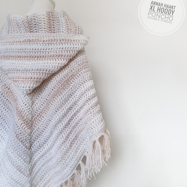 US & NL Crochet Pattern XL Hoody Poncho Double Thread by Annah - Etsy