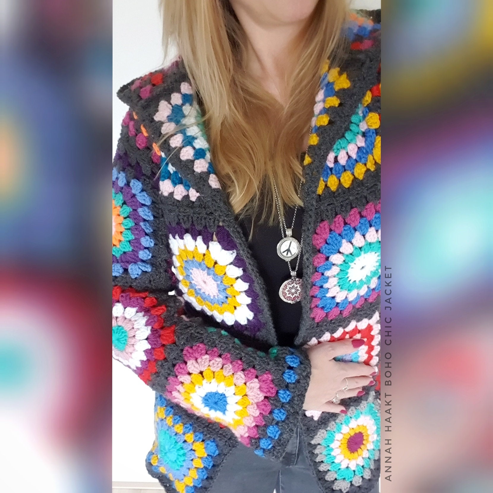 US & NL Crochet Pattern Boho Chic Jacket | Grannysquare | Retro ...