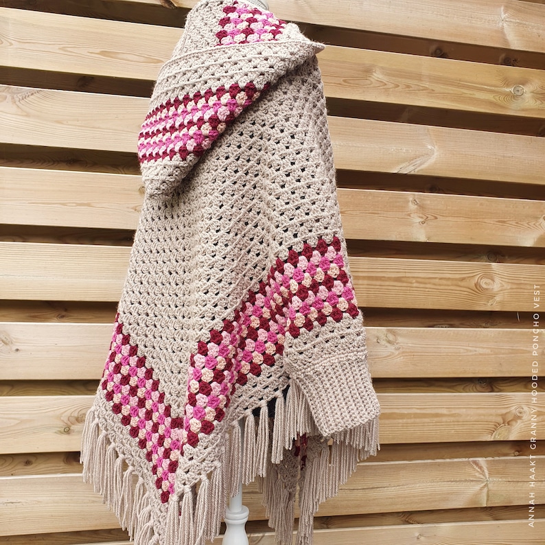 US & NL Crochet Pattern Granny Hooded Poncho Vest Optional | Etsy