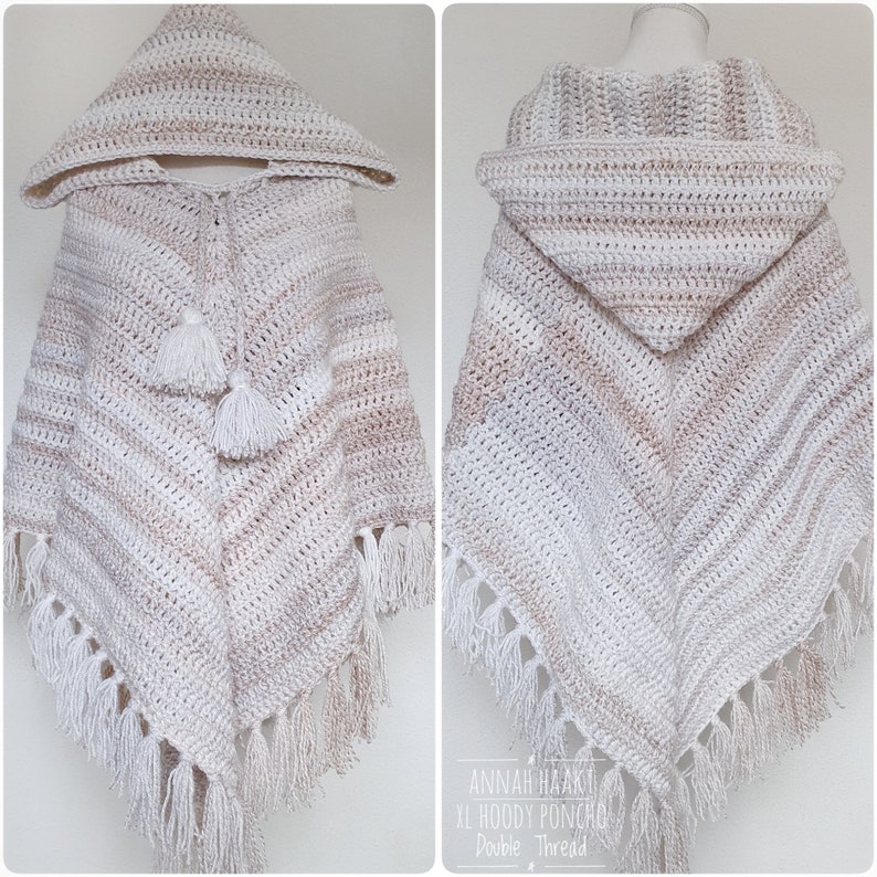 US & NL Crochet Pattern XL Hoody Poncho Double Thread by Annah - Etsy