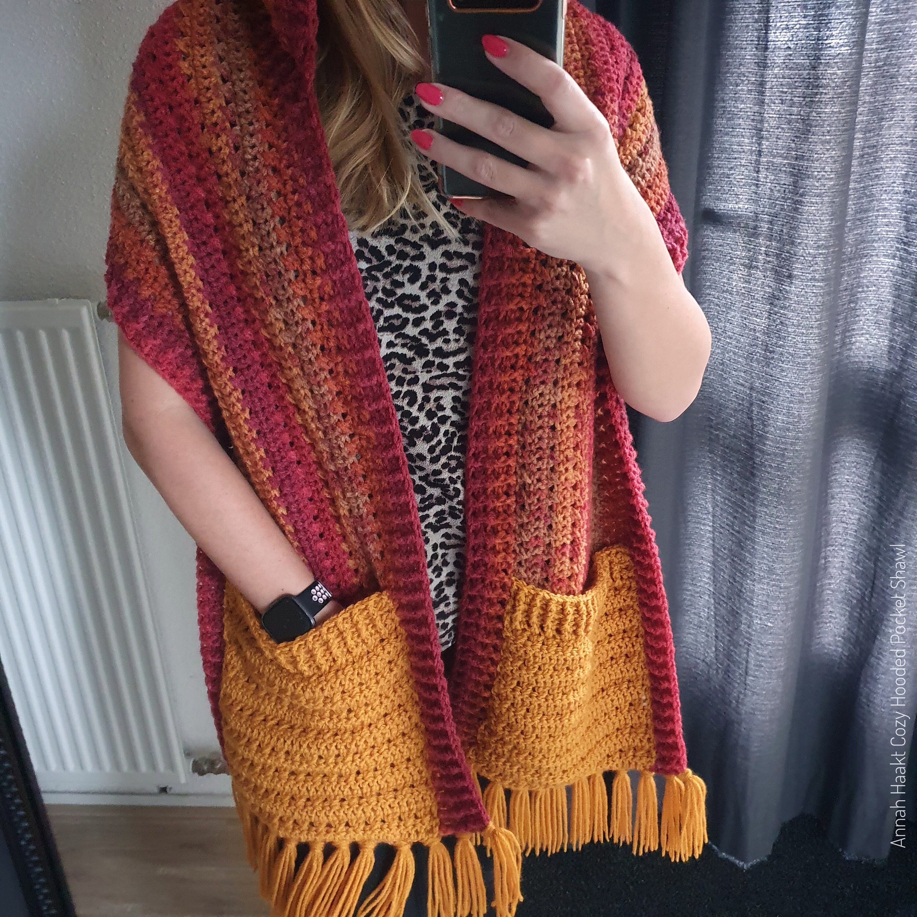 US & NL Crochet Pattern Cozy Hooded Pocket Shawl by Annah - Etsy