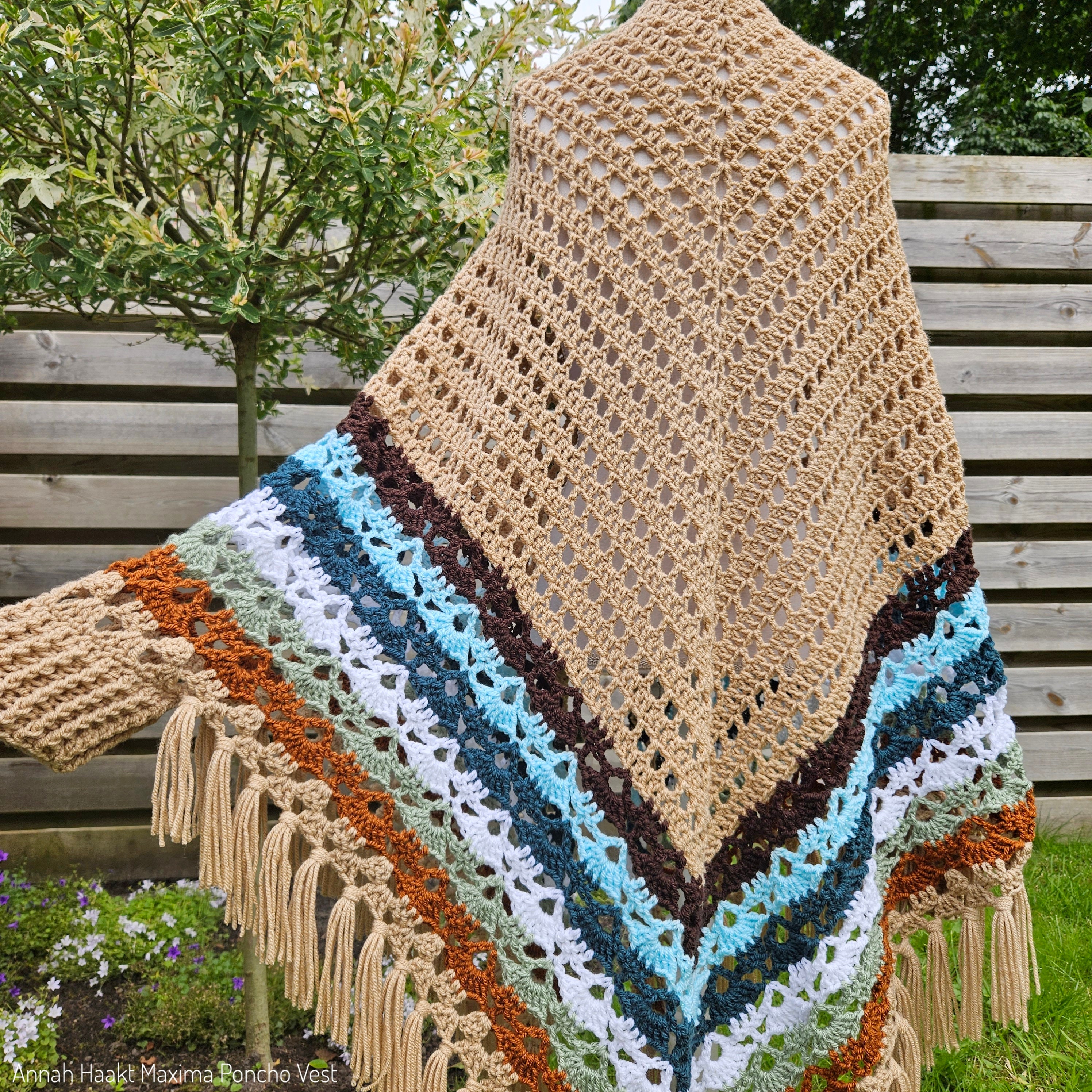 US & NL Crochet Pattern Maxima Poncho Vest | Shawl With Optional ...