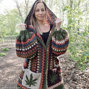 US & NL Crochet Pattern Weed Leaf Hexa Cardi by Annah Haakt | Hexagon ...